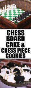 Chess Board Cake and Chess Piece Cookies
