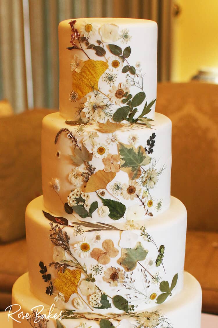 Pressed Flowers Wedding Cake Pressed Flowers Wedding Cake