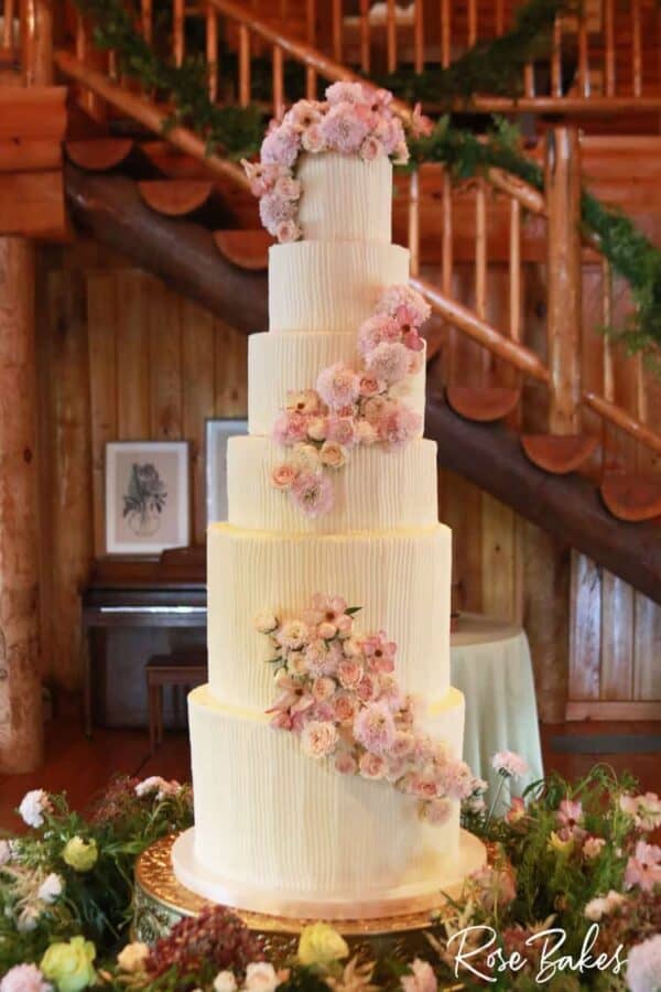 Vertical Lines Buttercream Luxury Wedding Cake