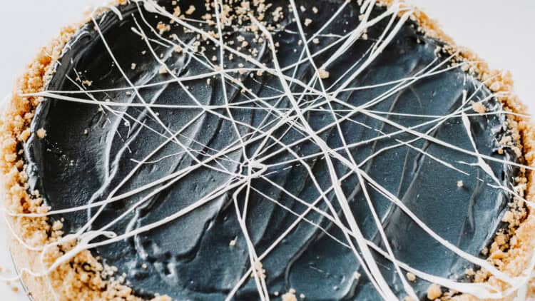No Bake Spiderweb Cheesecake (Creepy Halloween Recipe)